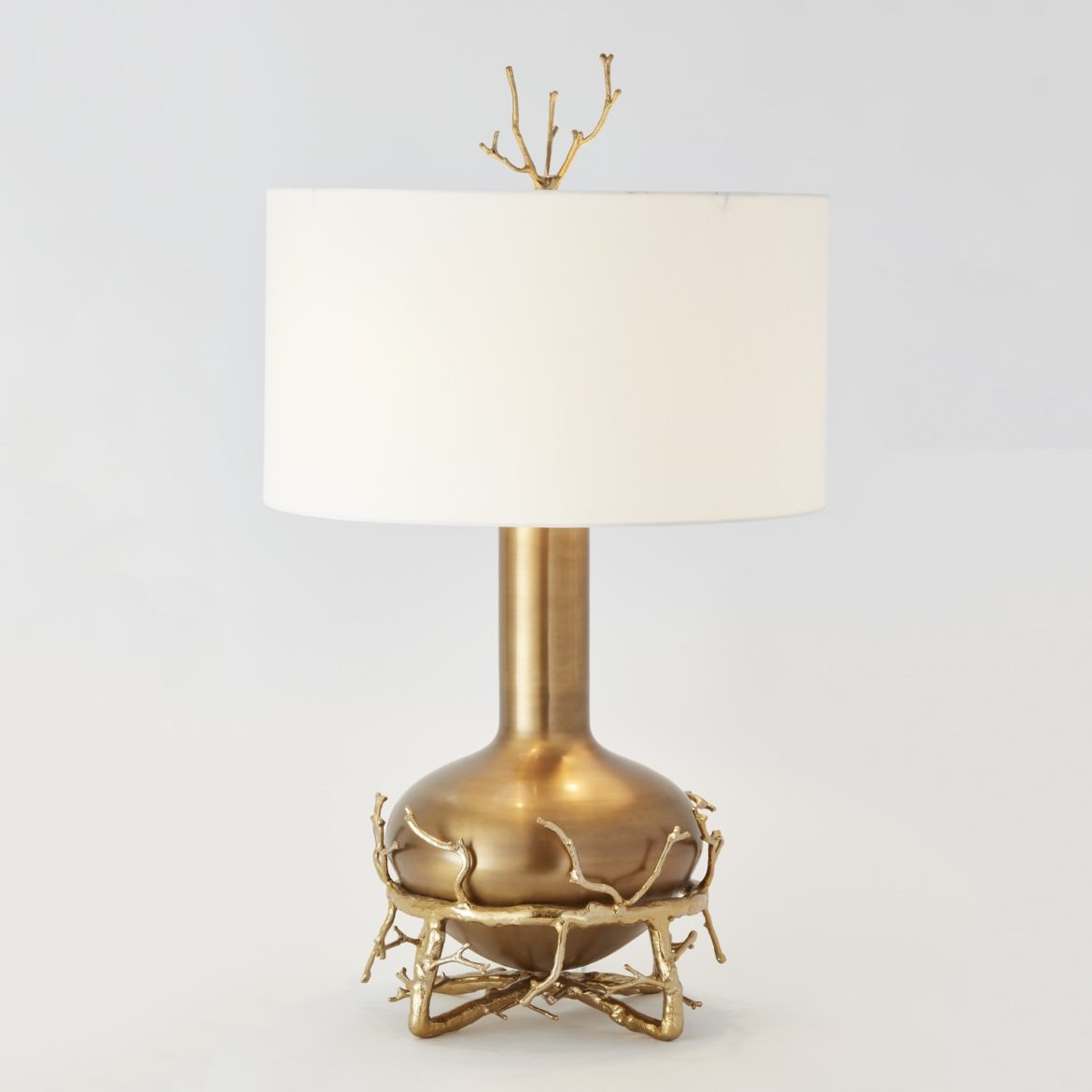 Twig Fat Table Lamp in Nickel or Brass – Katzberry Home