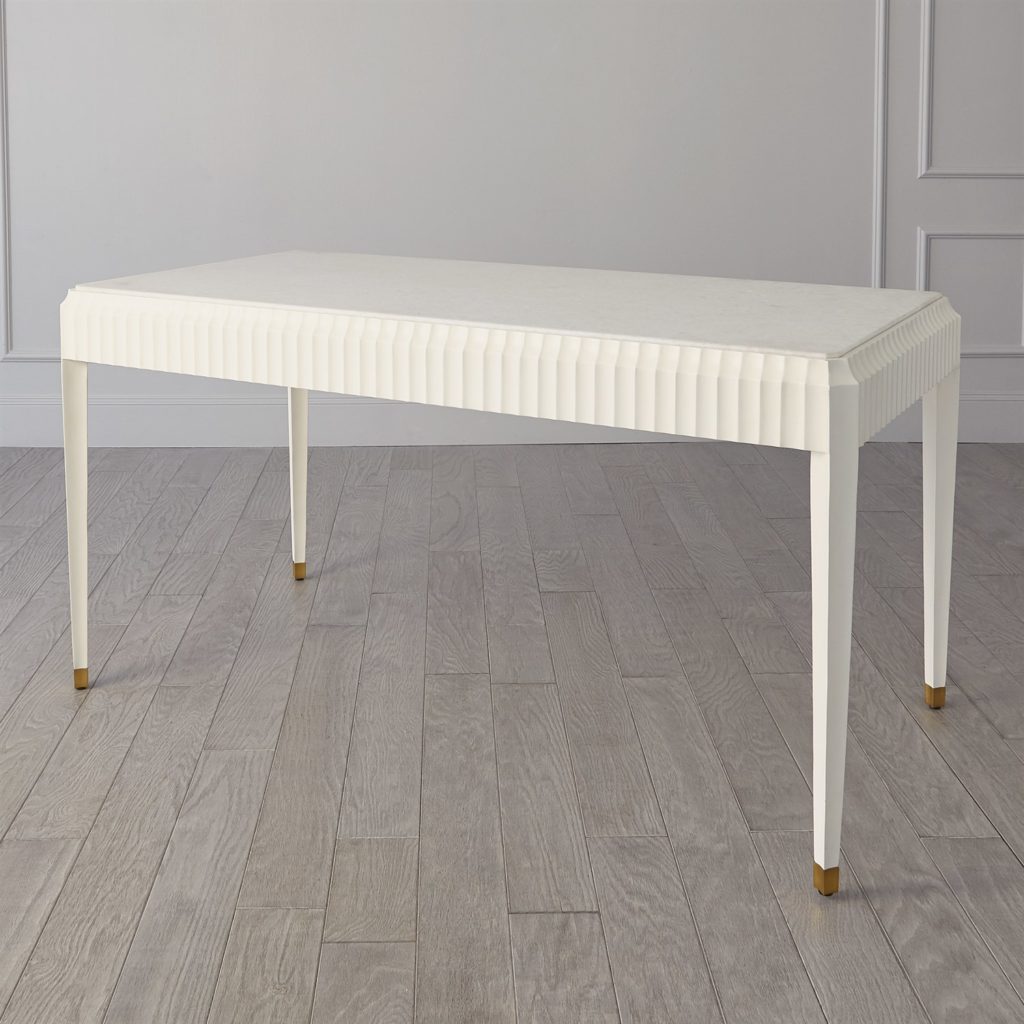 Ivory Fluted & Marble Desk - Katzberry
