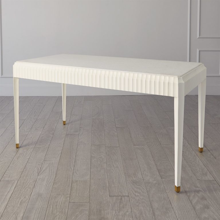 Ivory Fluted & Marble Desk - Katzberry
