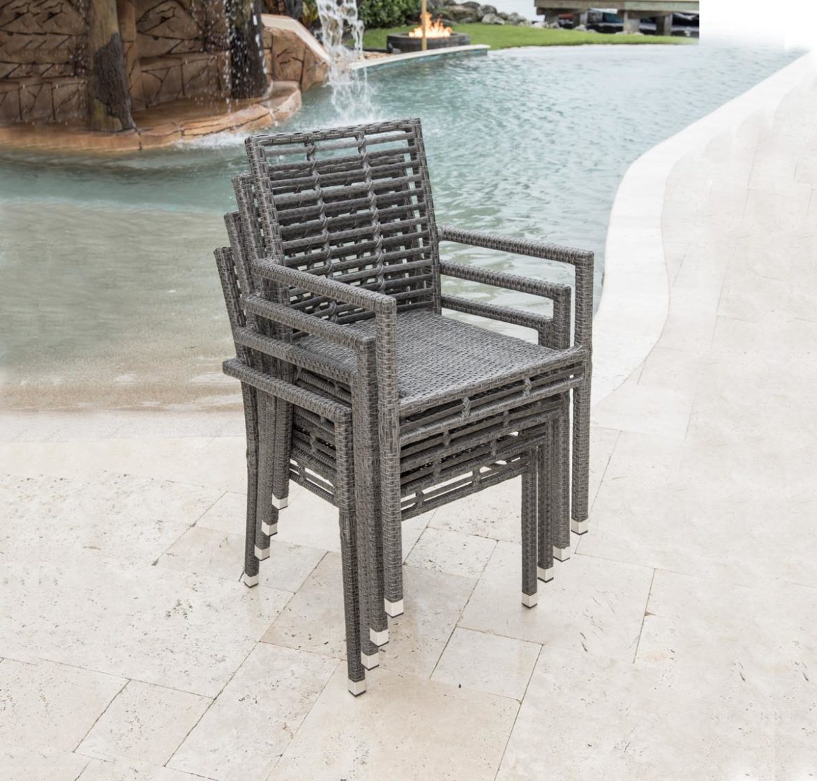 Graphite Stackable Arm Chair - Katzberry